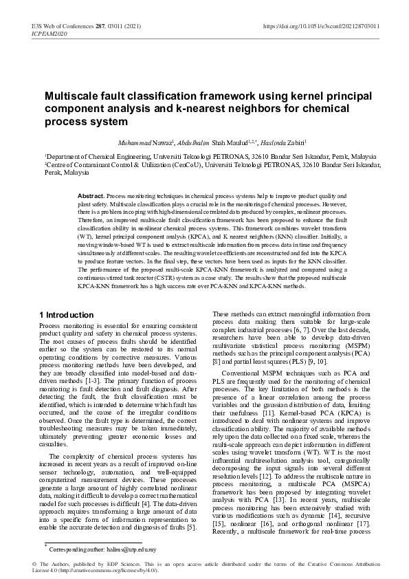 (PDF) Multiscale fault classification framework using kernel principal component analysis and k ...