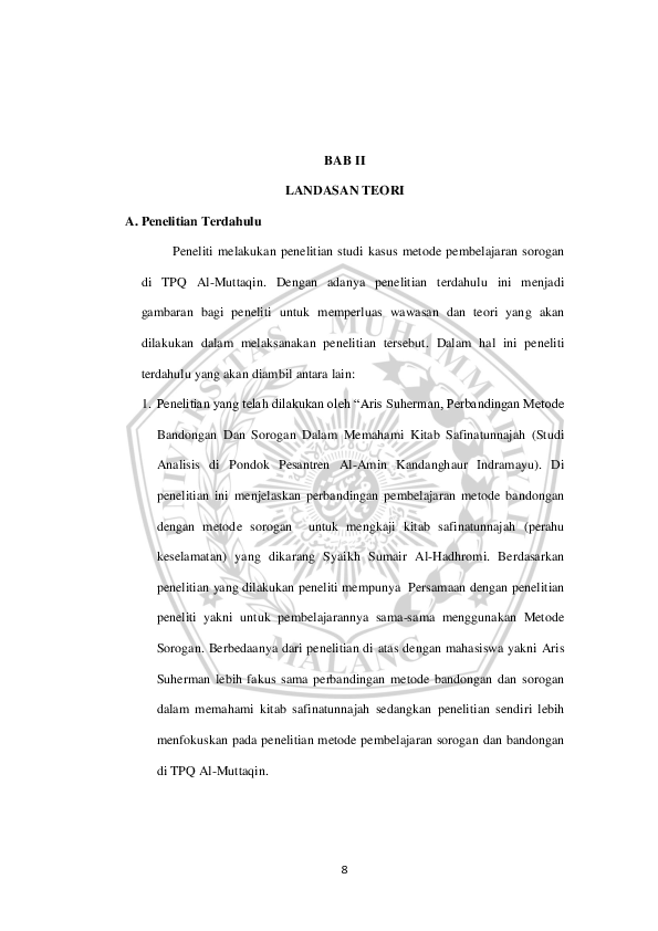 (PDF) Implementasi Metode Pembelajaran Sorogan Dan Bandongan Dalam ...