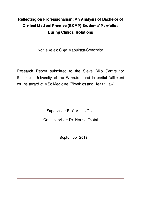 (PDF) Reflecting on professionalism: an analysis of Bachelor of ...