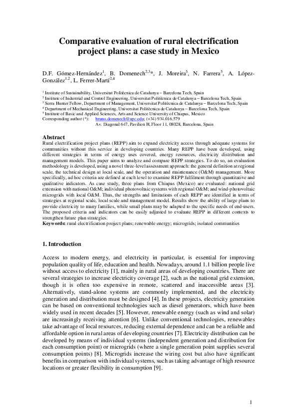 (PDF) Comparative evaluation of rural electrification project plans: A ...