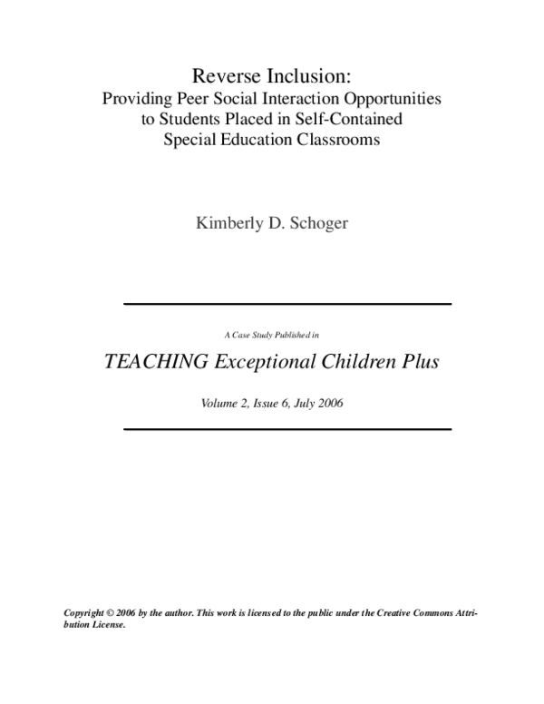 (PDF) Reverse Inclusion: Providing Peer Social Interaction ...