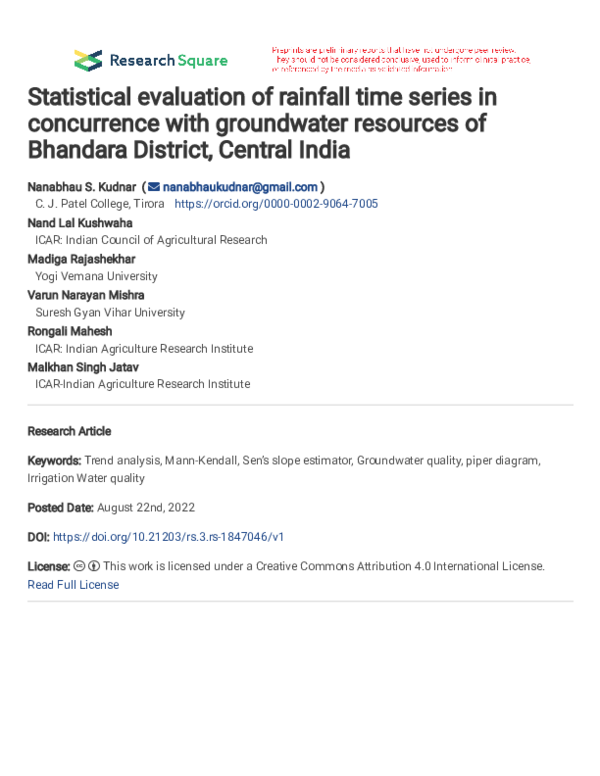 (PDF) Statistical evaluation of rainfall time series in concurrence ...