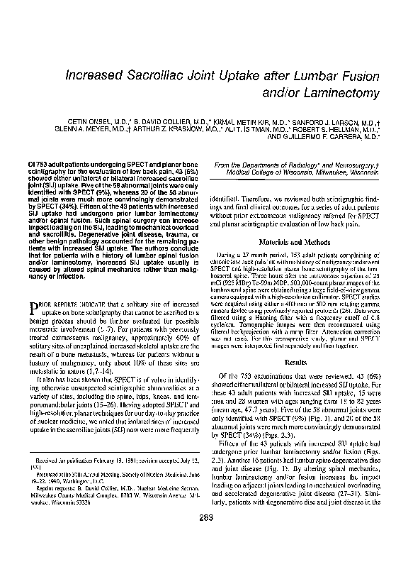 (PDF) Increased Sacroiliac Joint Uptake after Lumbar Fusion and/or ...