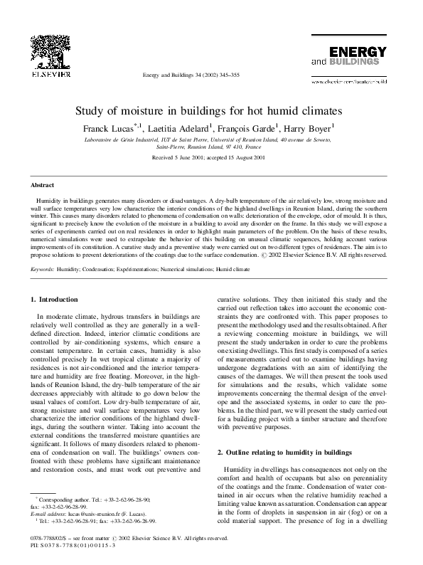 (PDF) Moisture Management in Hot Humid Building Conditions