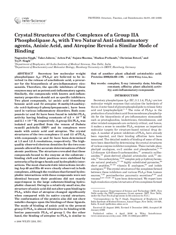 (PDF) Crystal structures of the complexes of a group IIA phospholipase ...