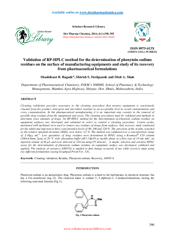(PDF) Validation of RP-HPLC method for the determination of phenytoin ...