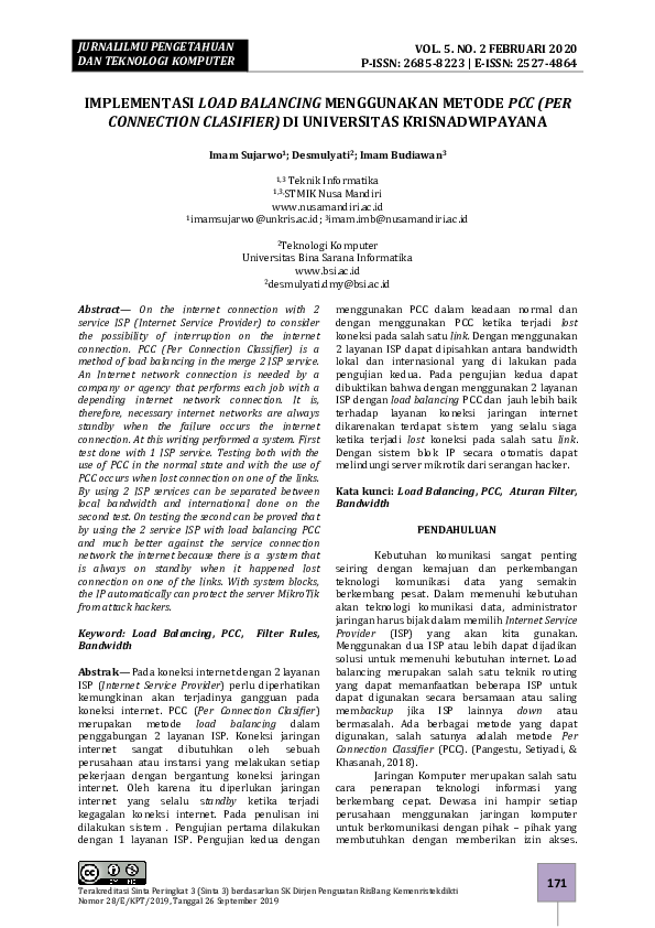 (PDF) Implementasi Load Balancing Menggunakan Metode PCC (Per Connection Clasifier) DI ...
