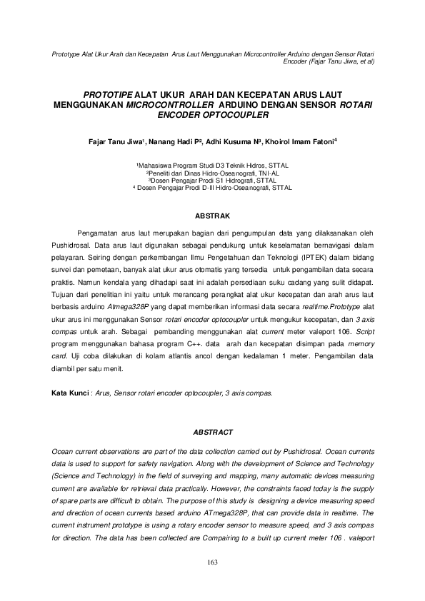 Pdf Prototipe Alat Ukur Arah Dan Kecepatan Arus Laut Menggunakan Microcontroller Arduino