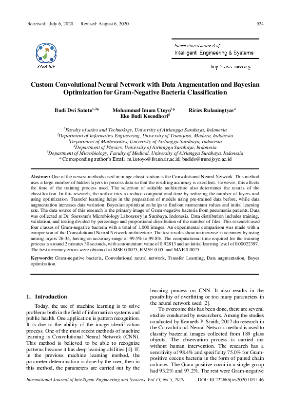(PDF) Optimized CNN for Gram-Negative Bacteria Classification