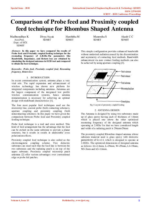 (PDF) Comparison of Probe feed and Proximity coupled feed technique for ...