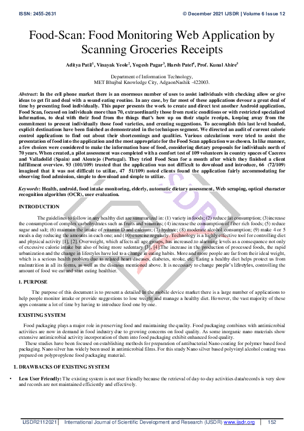 (PDF) Food-Scan: Food Monitoring Web Application by Scanning Groceries ...