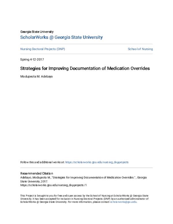 (PDF) Strategies for Improving Documentation of Medication Overrides