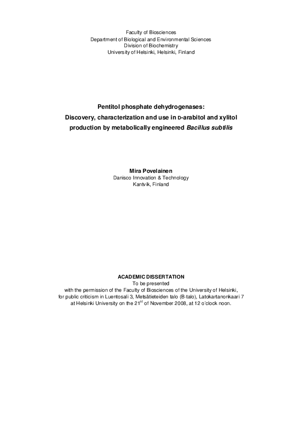 (PDF) Pentitol Phosphate Dehydrogenases for D-Arabitol and Xylitol ...