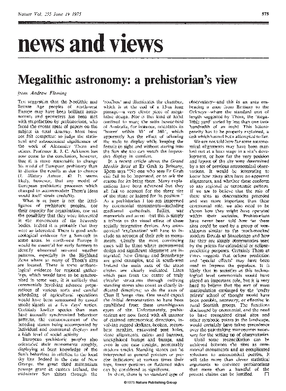 (PDF) Megalithic astronomy: a prehistorian's view