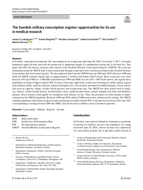(PDF) The Swedish military conscription register: opportunities for its ...
