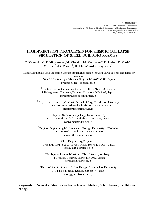 (PDF) High-Precision FE-Analysis for Seismic Collapse Simulation of ...