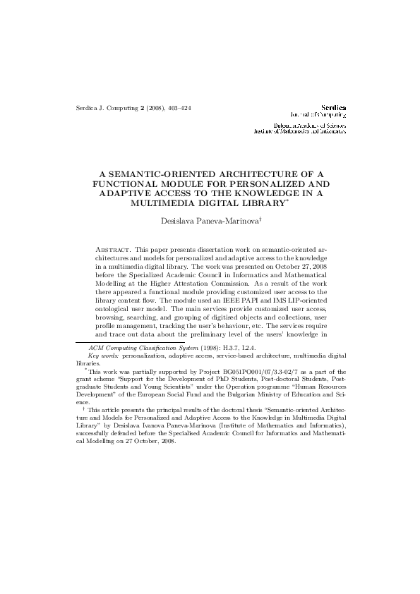 (PDF) A Semantic-Oriented Architecture of a Functional Module for ...