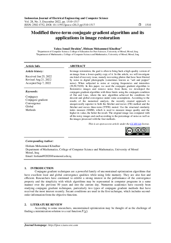 Pdf Modified Three Term Conjugate Gradient Algorithm And Its