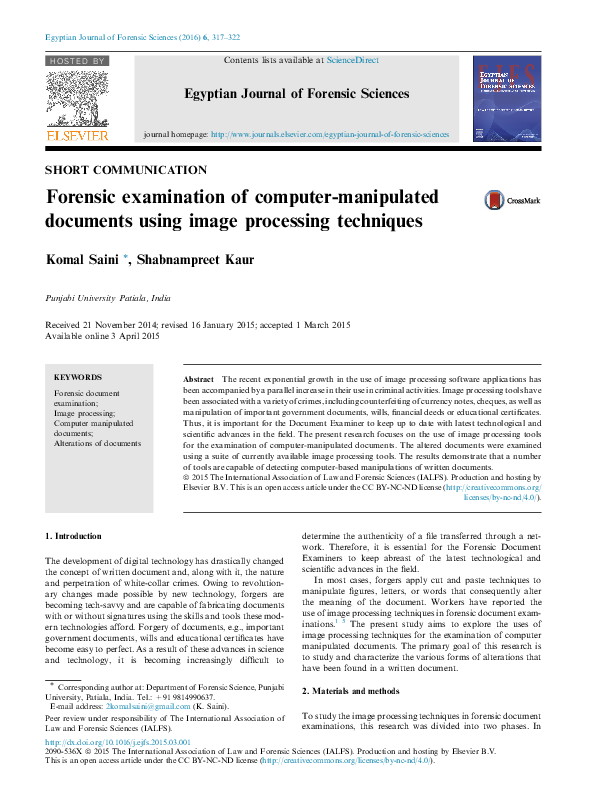 (PDF) Forensic examination of computer-manipulated documents using ...