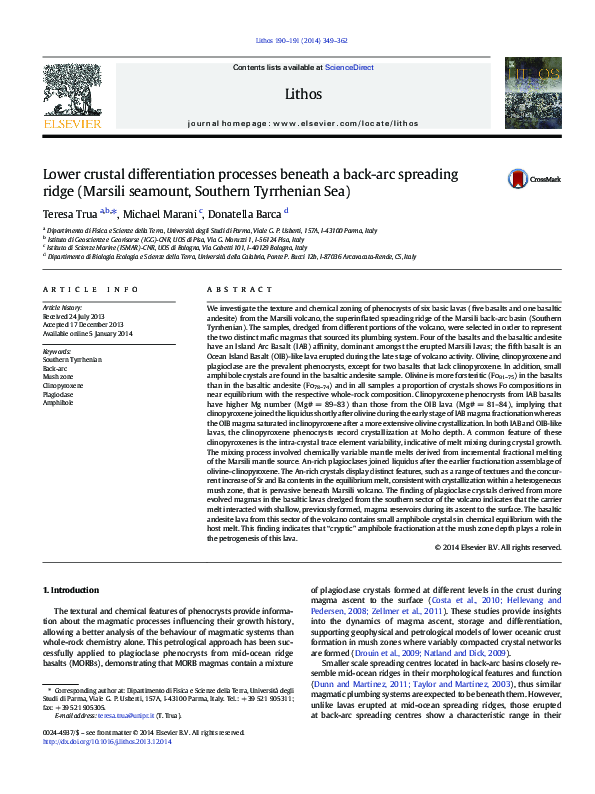(PDF) Lower crustal differentiation processes beneath a back-arc ...