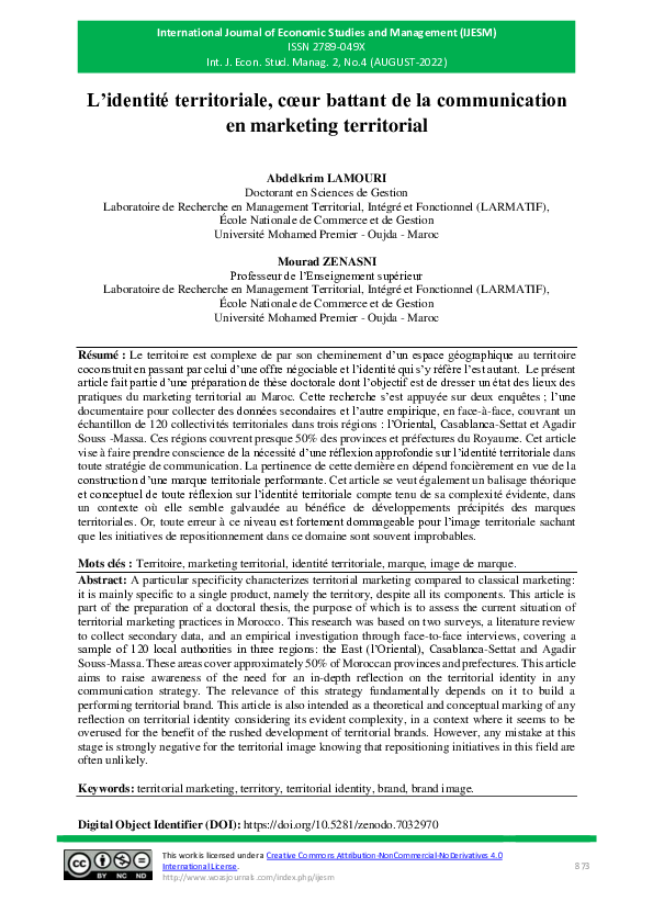 (PDF) L'identité territoriale, cœur battant de la communication en ...