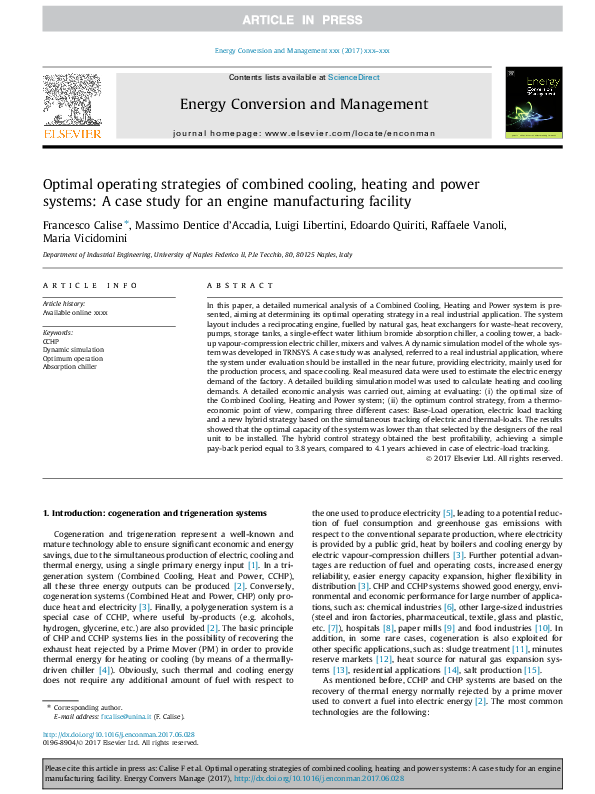 (PDF) Optimal operating strategies of combined cooling, heating and ...