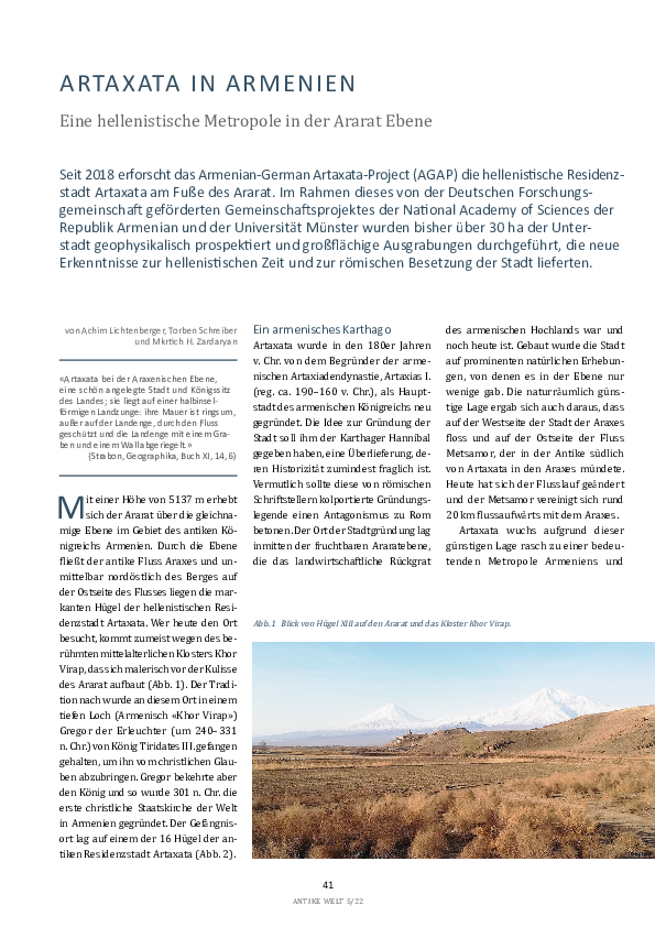 (PDF) Artaxata in Armenien. Eine hellenistische Metropole in der Ararat ...