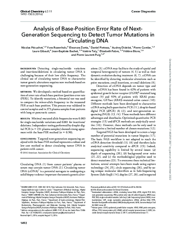 (PDF) Analysis of Base-Position Error Rate of Next-Generation Sequencing to Detect Tumor ...