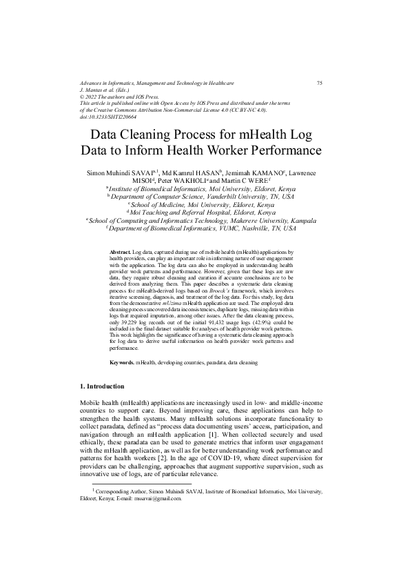 (PDF) Data Cleaning Process for mHealth Log Data to Inform Health ...