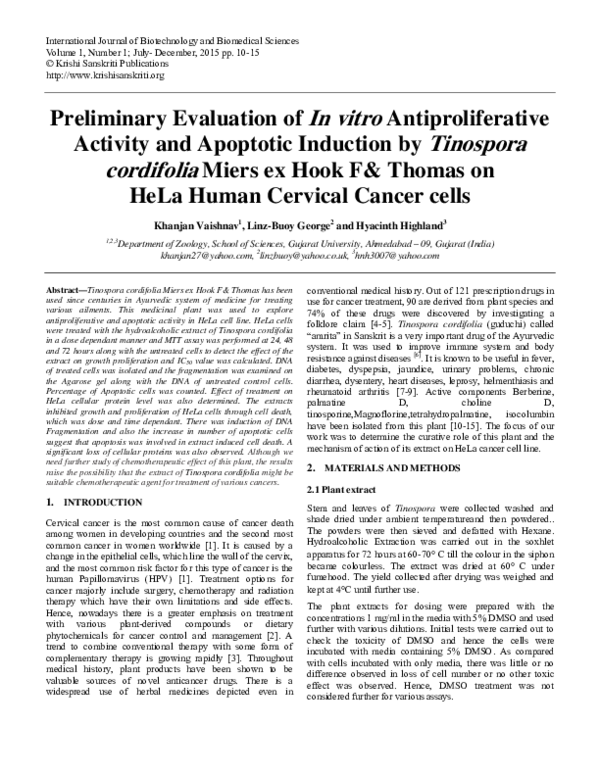 (PDF) Preliminary Evaluation of In vitro Antiproliferative Activity and Apoptotic Induction by ...