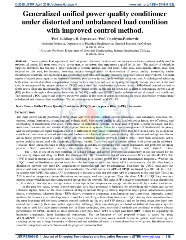 (PDF) Generalized unified power quality conditioner under distorted and ...