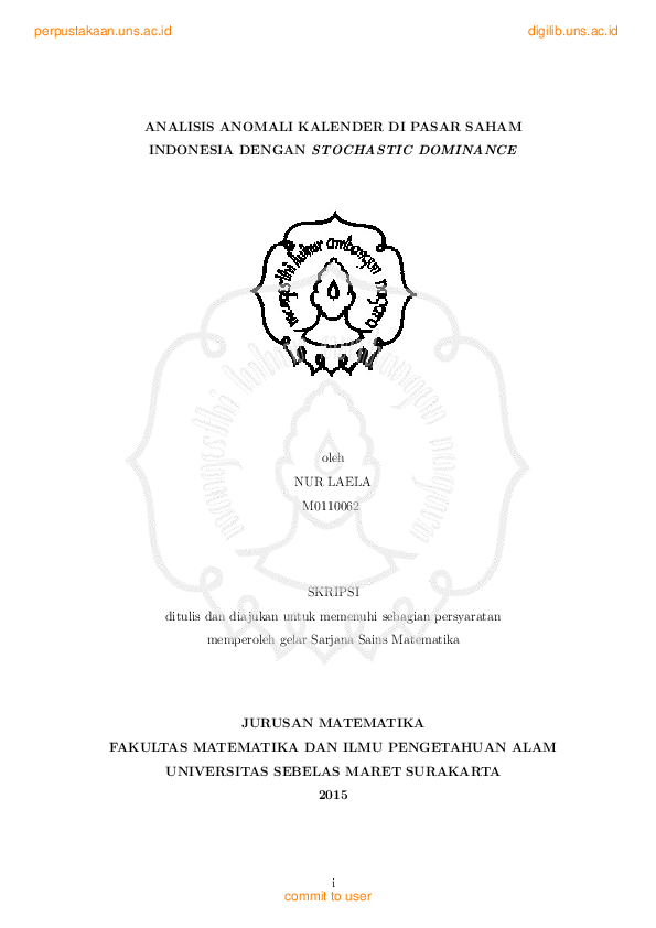 (PDF) Analisis Anomali Kalender Di Pasar Saham Indonesia Dengan ...