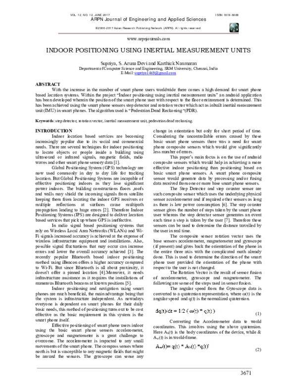 (PDF) Indoor Positioning Using Inertial Measurement Units
