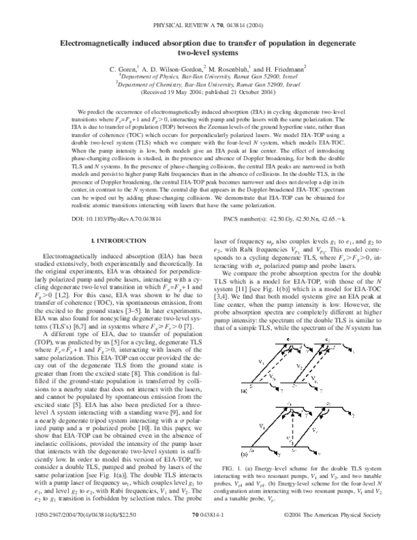 (PDF) Electromagnetically induced absorption due to transfer of ...