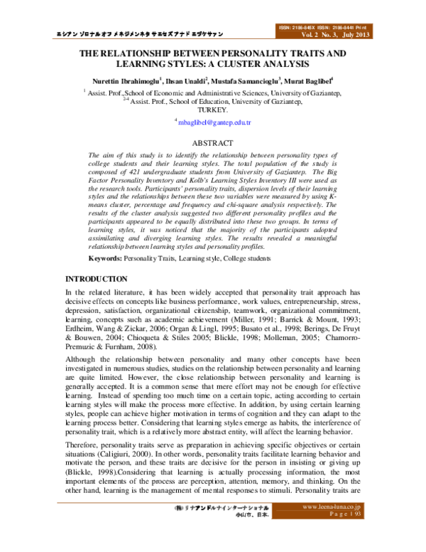 (PDF) The Relationship Between Personality Traits and Learning Styles ...