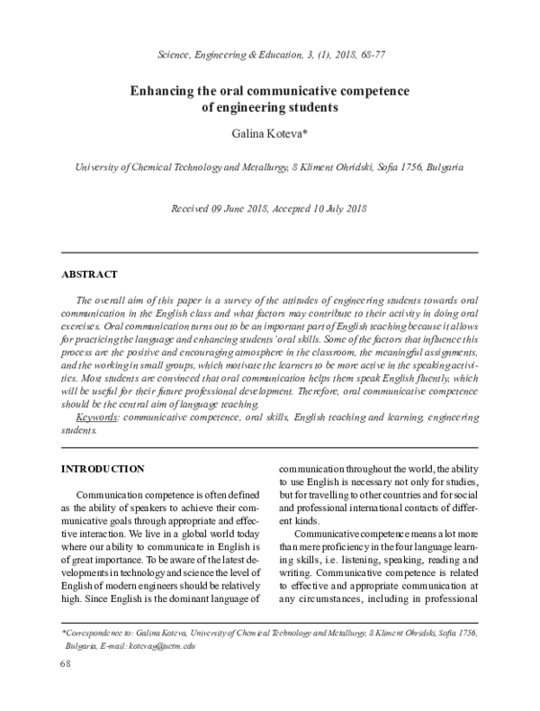 (PDF) Enhancing the oral communicative competence of engineering students