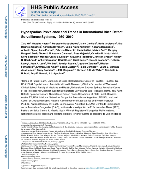 (PDF) Hypospadias Prevalence and Trends in International Birth Defect ...