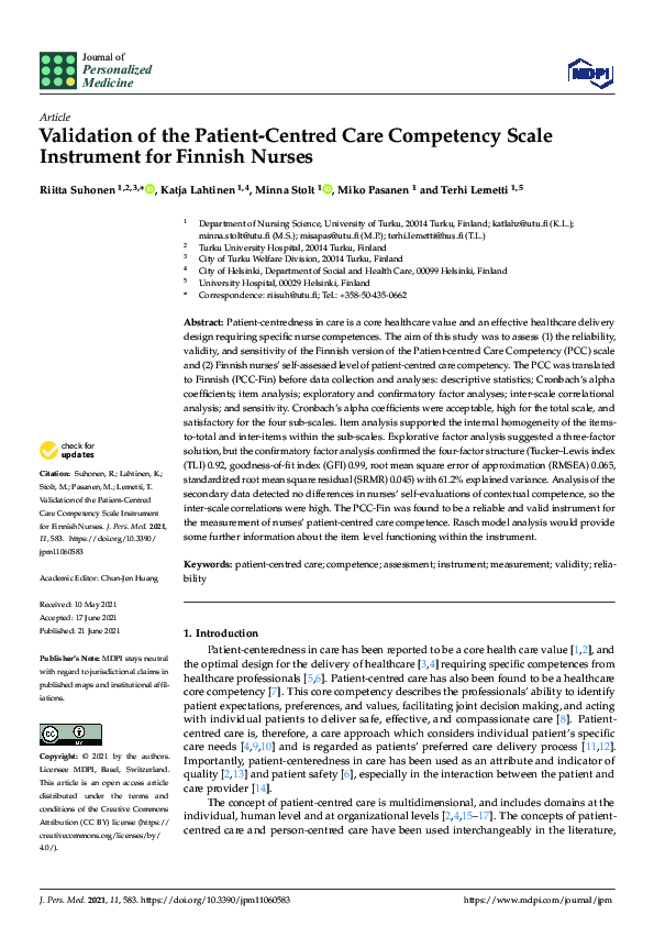(PDF) Validation of the Patient-Centred Care Competency Scale ...