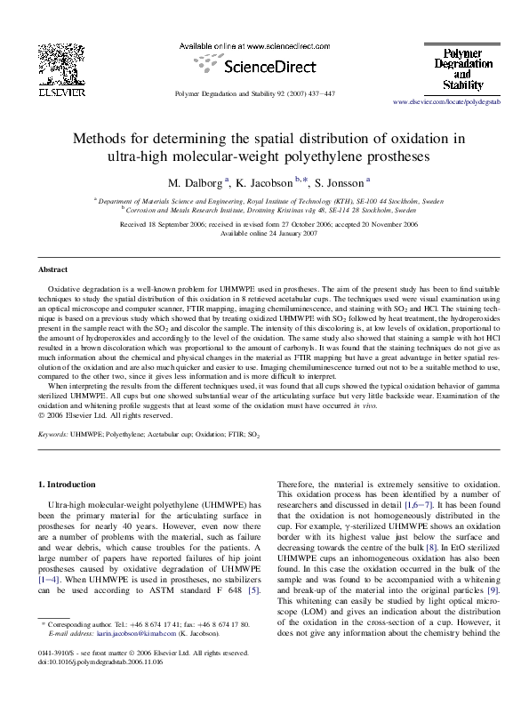 Pdf Methods For Determining The Spatial Distribution Of Oxidation In