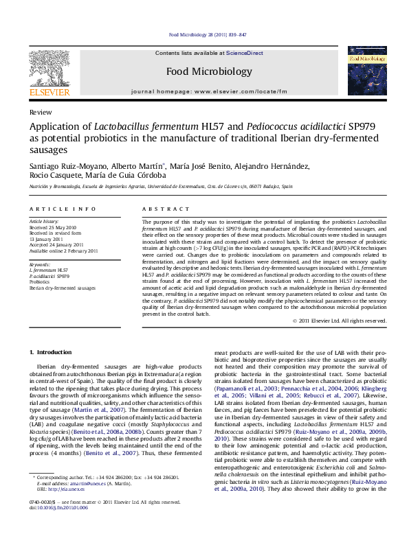 (PDF) Application of Lactobacillus fermentum HL57 and Pediococcus acidilactici SP979 as ...