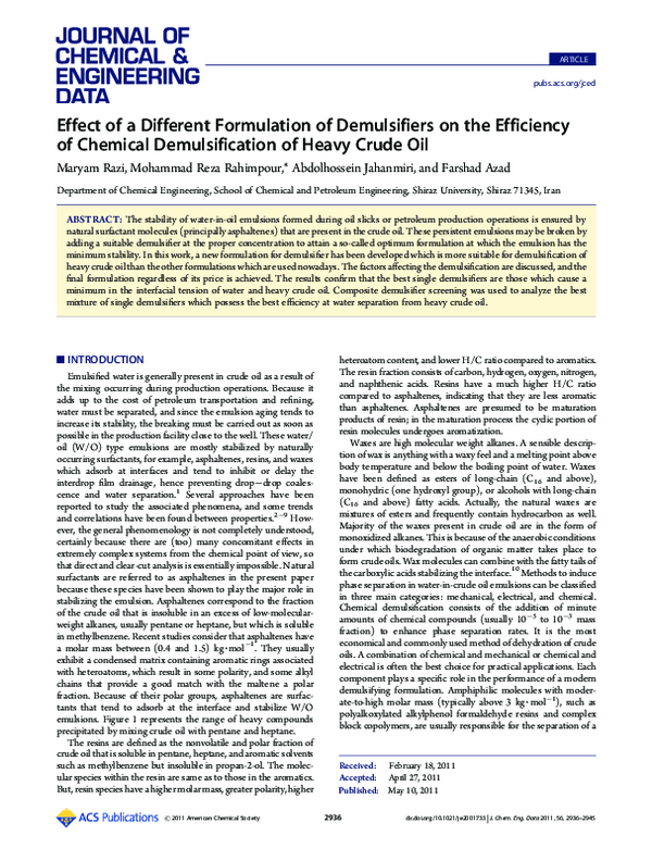 (PDF) Effect of a Different Formulation of Demulsifiers on the ...