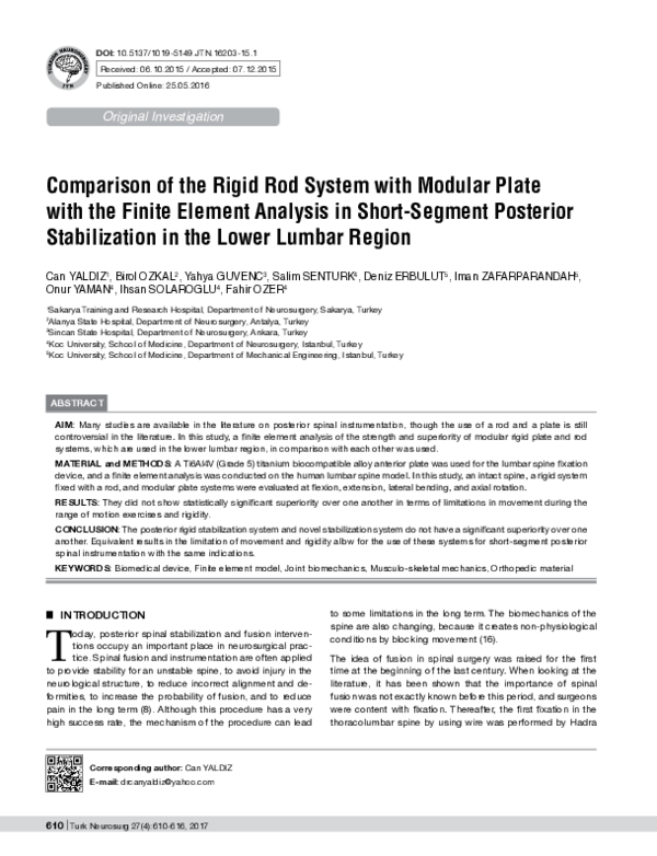 (PDF) Comparison of the rigid rod system with modular plate with the ...