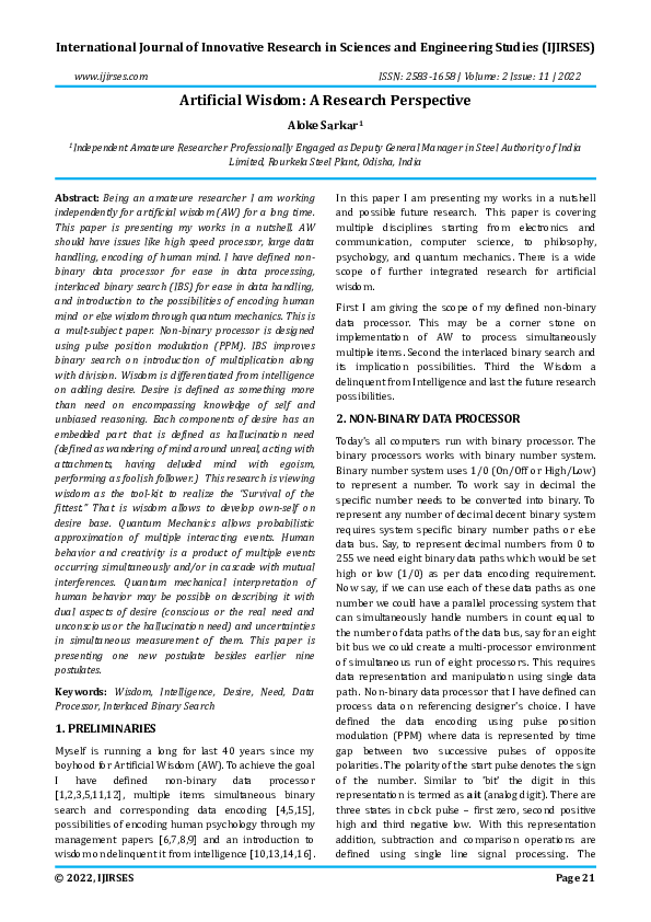 (PDF) Artificial Wisdom: A Research Perspective