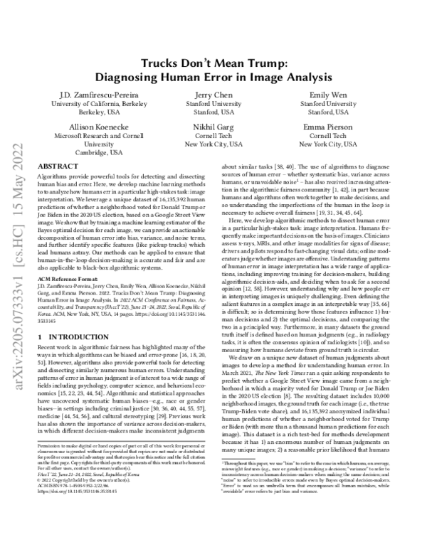 (PDF) Trucks Don't Mean Trump: Diagnosing Human Error in Image Analysis