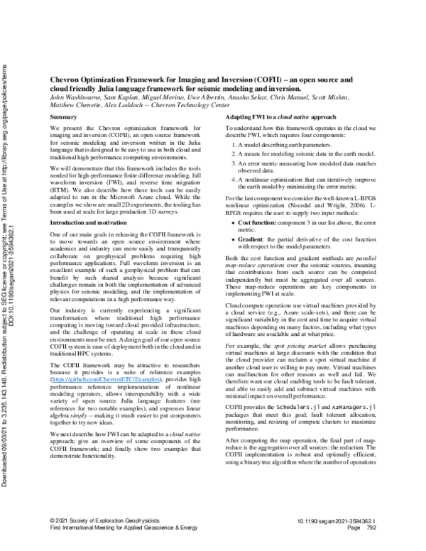 (PDF) Chevron optimization framework for imaging and inversion (COFII ...