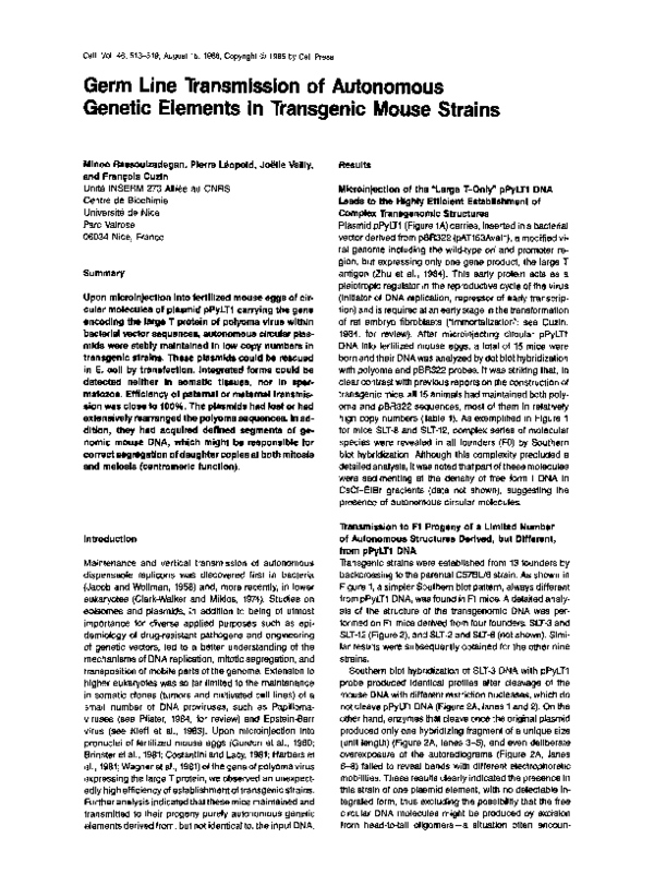 (PDF) Germ line transmission of autonomous genetic elements in ...