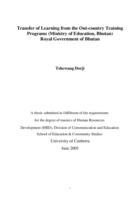 (PDF) Transfer of learning from the Out-country Training Programs ...