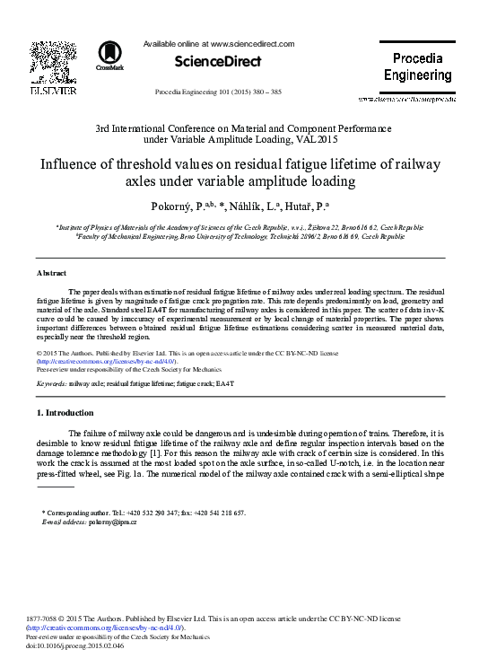 (PDF) Influence of Threshold Values on Residual Fatigue Lifetime of ...