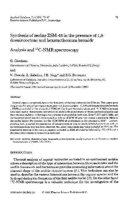 (PDF) Synthesis of zeolite ZSM-48 in the presence of 1,8-diaminooctane ...