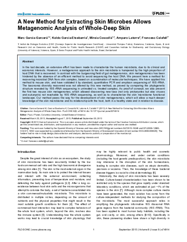 (PDF) A New Method for Extracting Skin Microbes Allows Metagenomic ...